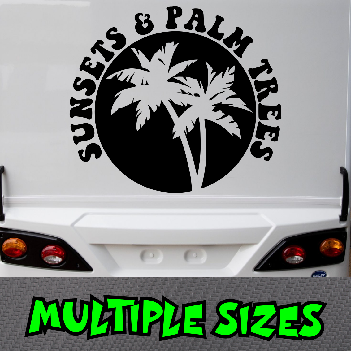 Sunsets And Palm Trees Sticker Car Decal Window Beach Caravan Ocean ...