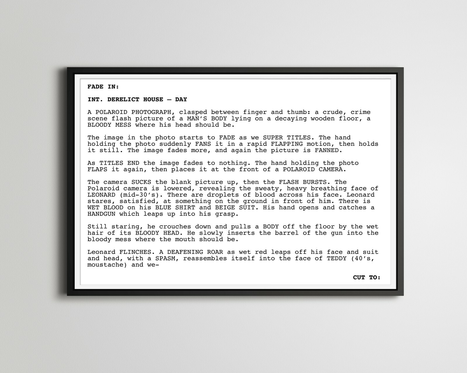 MEMENTO Screenplay Movie POSTER! (up to 24" x 36") - Film - Writing ...