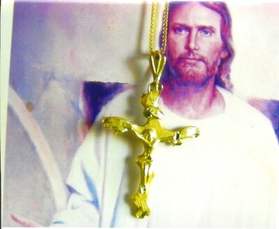 14k solid gold cross crucifix and 14k chain | eBay