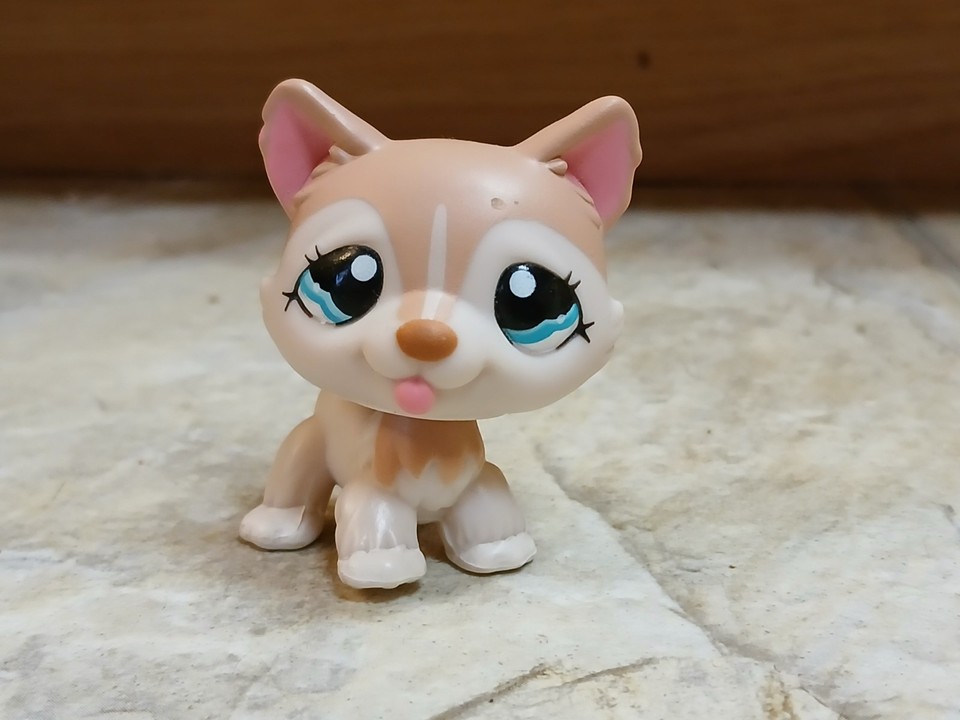 Authentic Littlest Pet Shop LPS Tan MOMMY BABY Husky Puppy Dogs #1012 ...