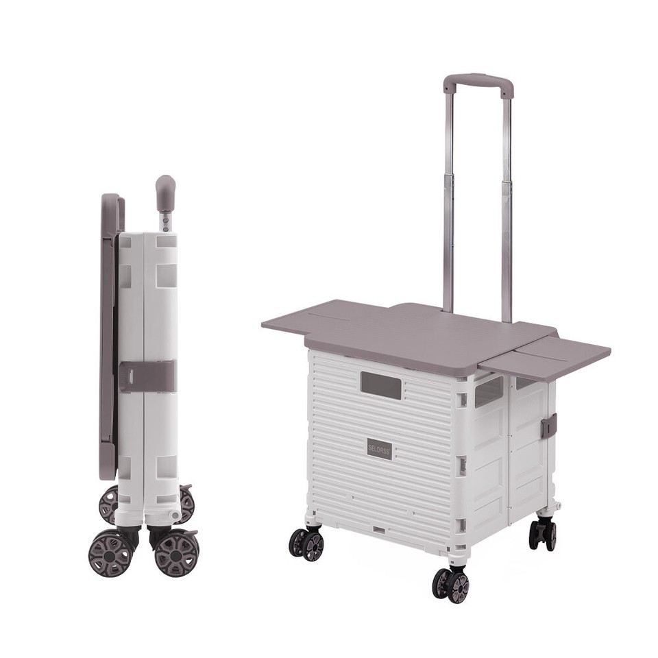 Foldable Trolley Crate Boot Cart Mobile Shopping Camping Picnic Storage ...