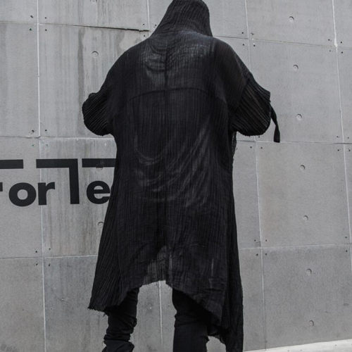 Nightclub Punk Rock Hip Hop Long Shirt Hooded Cloak Cardigan Gothic ...