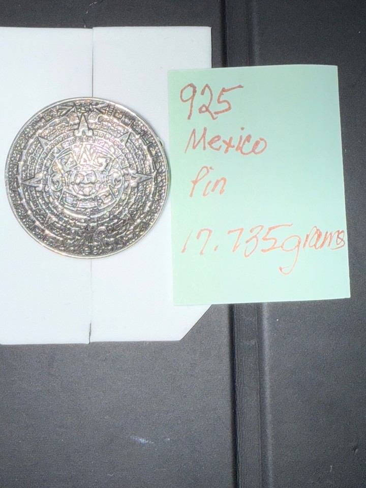 925 Silver Pendant/Pin/Brooch Mexico Aztec Mayan Calendar Jewelry ...