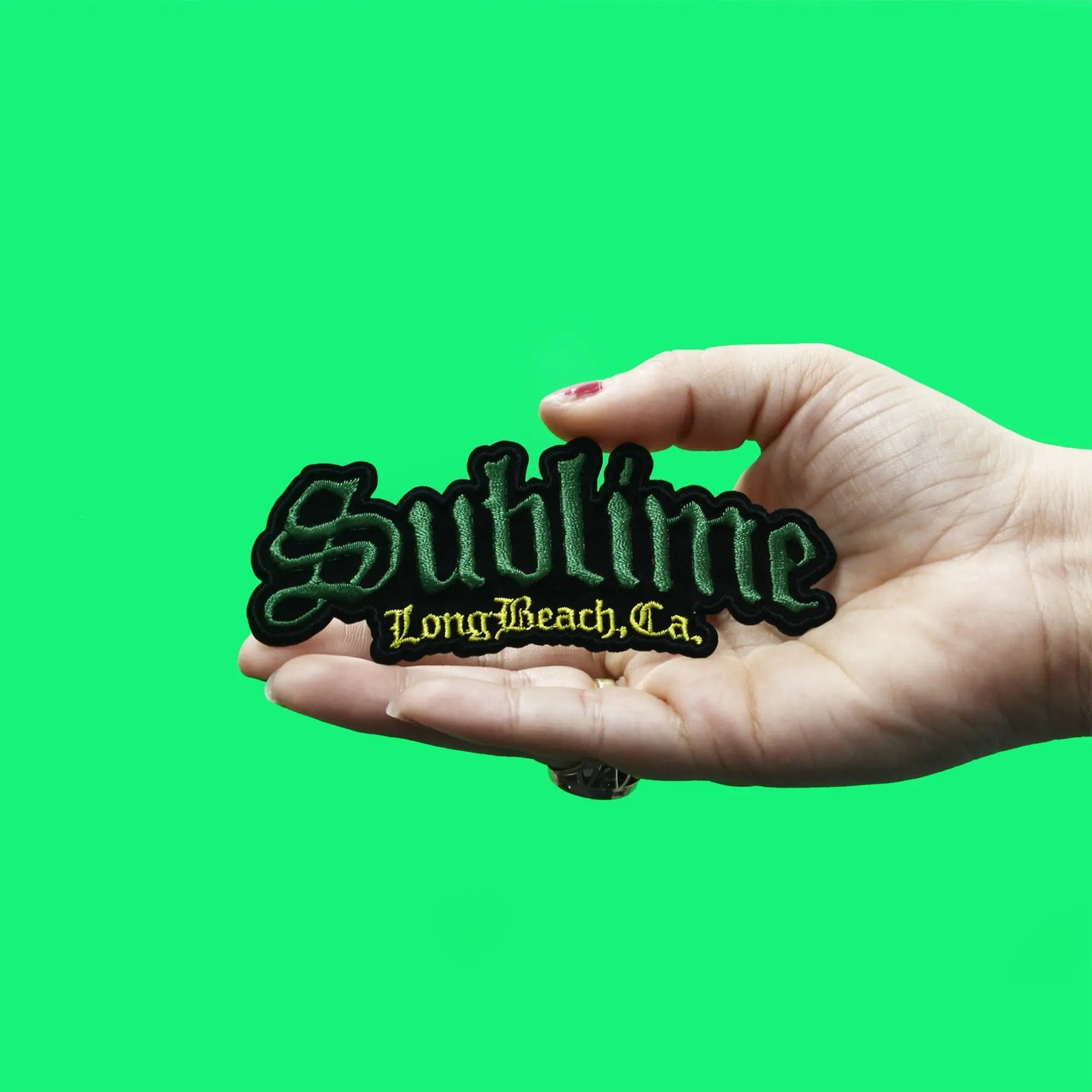 Sublime Long Beach California Patch Green Cut Out Embroidered Iron On ...