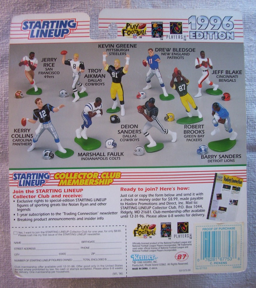 1996 NFL Starting Lineup Carl Pickens Cincinnati Bengals Wide Receiver ...