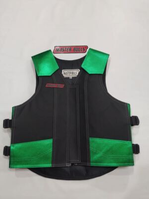 Leather Bull Riding Vest - Black & Green Leather Brazilian Made Master ...