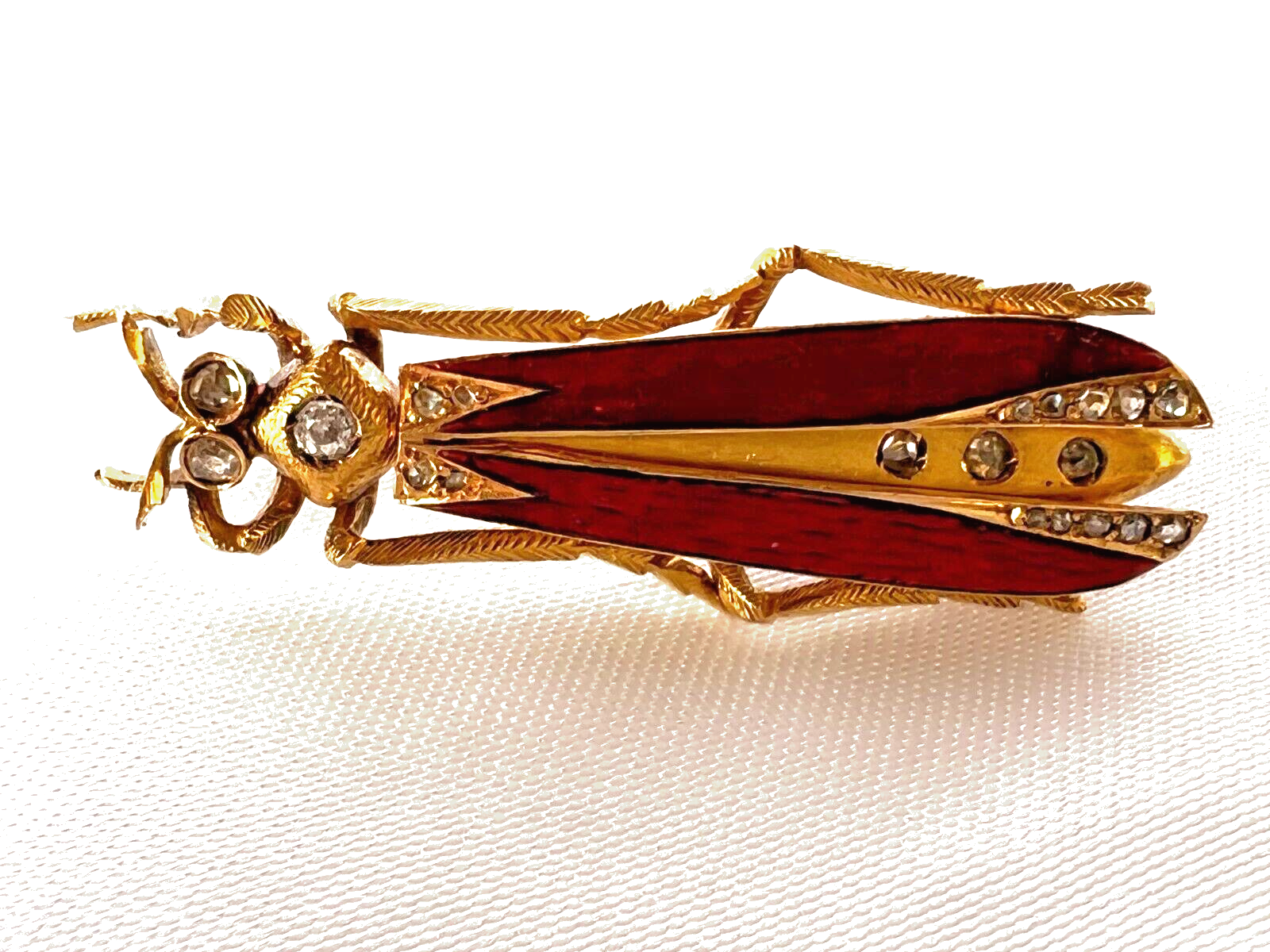 MAGNIFICENT FRENCH 18K ENAMEL GOLD DIAMOND BUG BROOCH | eBay