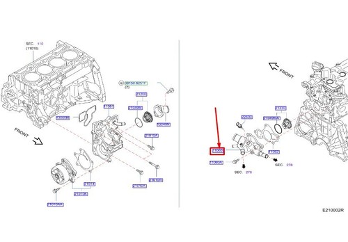 Nissan Qashqai J11 1.2 2014 Engine Thermostat Water Outlet Genuine ...
