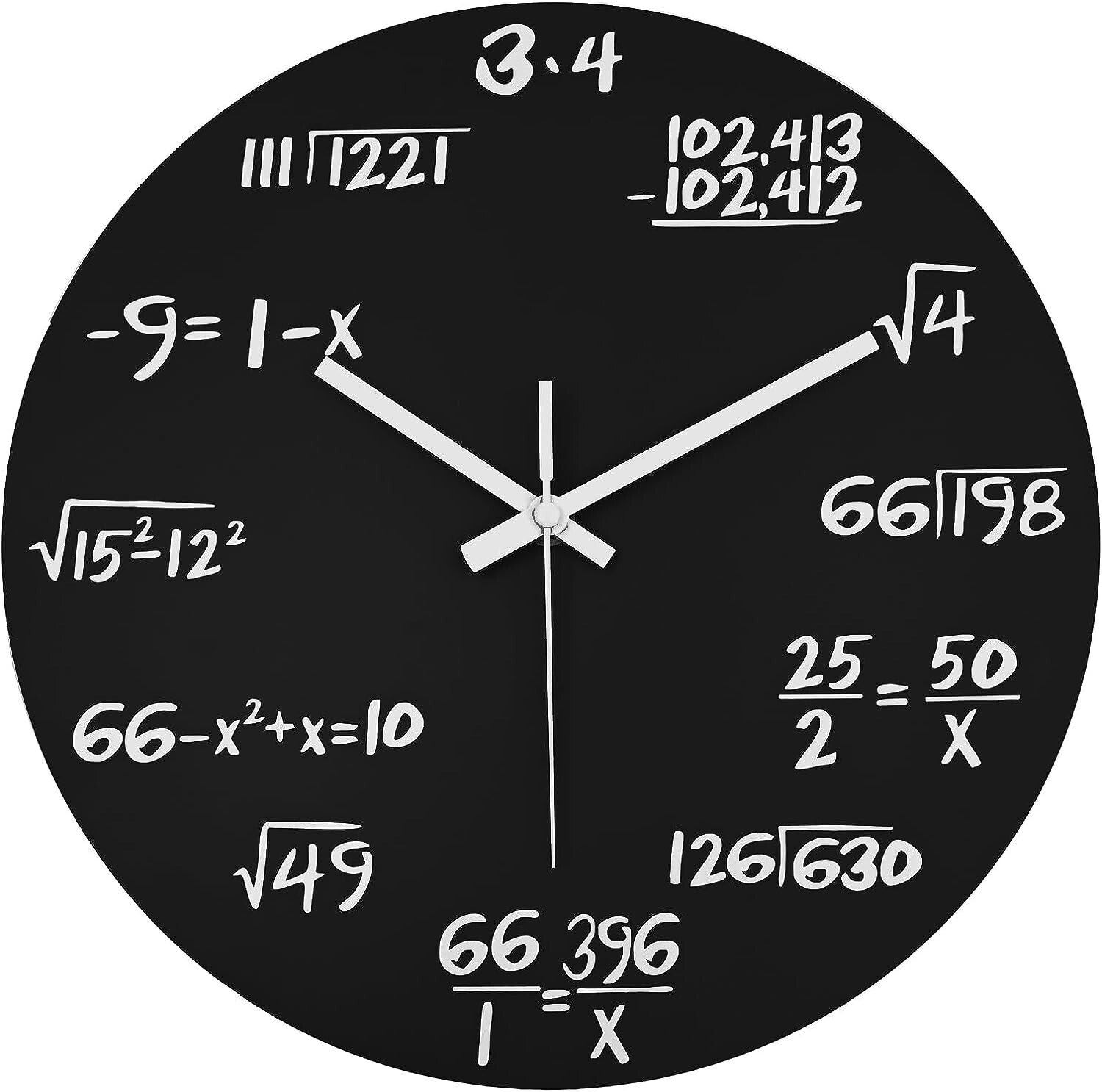 Math Wall Clock Algebra Equations Mathematic Hour Minute Watch Home ...
