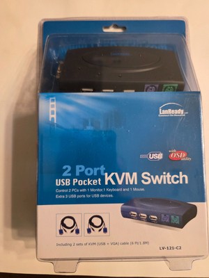 LanReady LV 121-C2 2-Port USB Pocket KVM Switch 2 SETS of KVM NEW ...