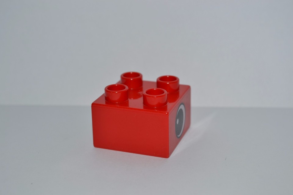 lot of 2 red Duplo decorated blocks - eyeball blocks -combined shipping ...