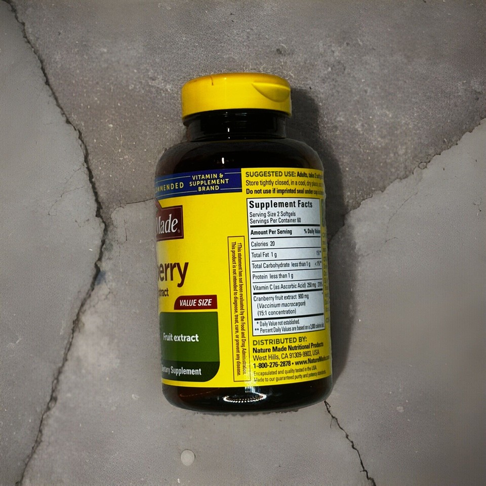 Nature Made Cranberry 450 mg Extract with Vitamin C 60 Softgels. Exp ...