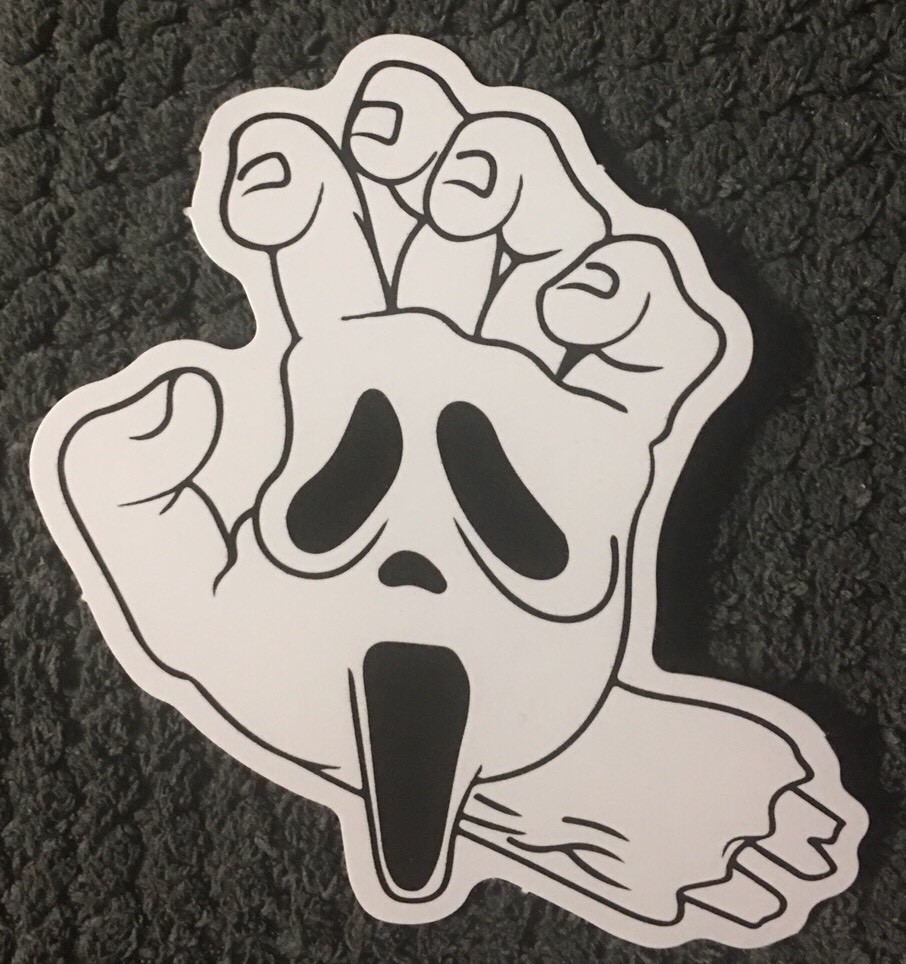 SCREAM Hand mask movie skateboard vinyl sticker decal 3" x 2" guitar ...
