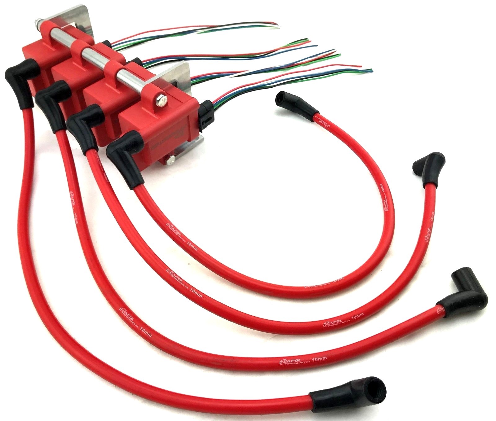 4 Smart Ignition Coils Mounting Bracket Wire Loom Pigtails 10MM Coil ...