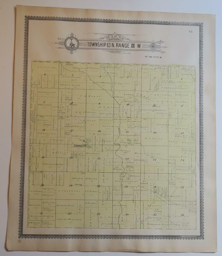 ORIG. 1895 hand-colored Map of Sullivan County,MO Township 63 N. Range ...