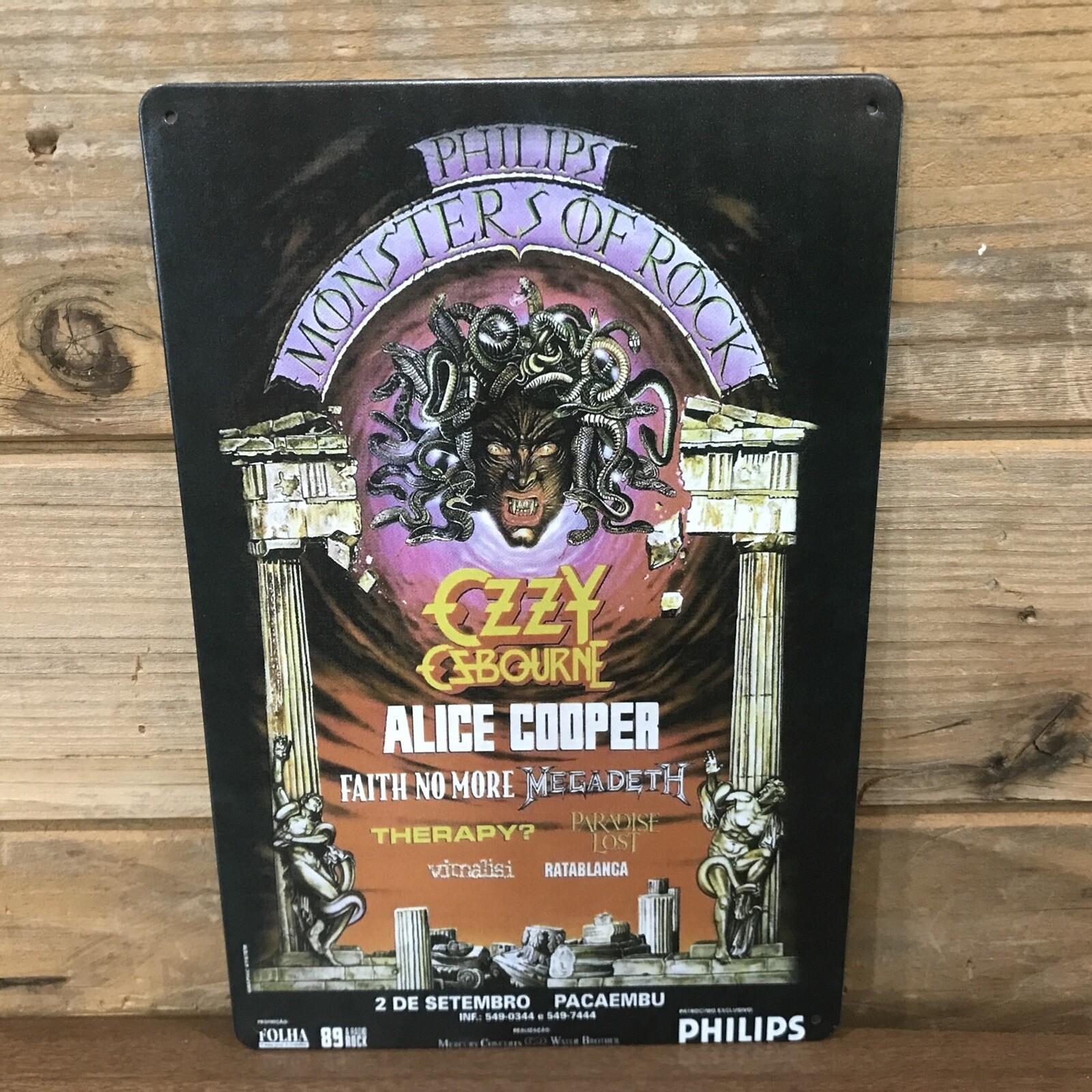 Monsters Of Rock Ozzy, Alice Cooper Megadeth Reproduction Tin Metal ...