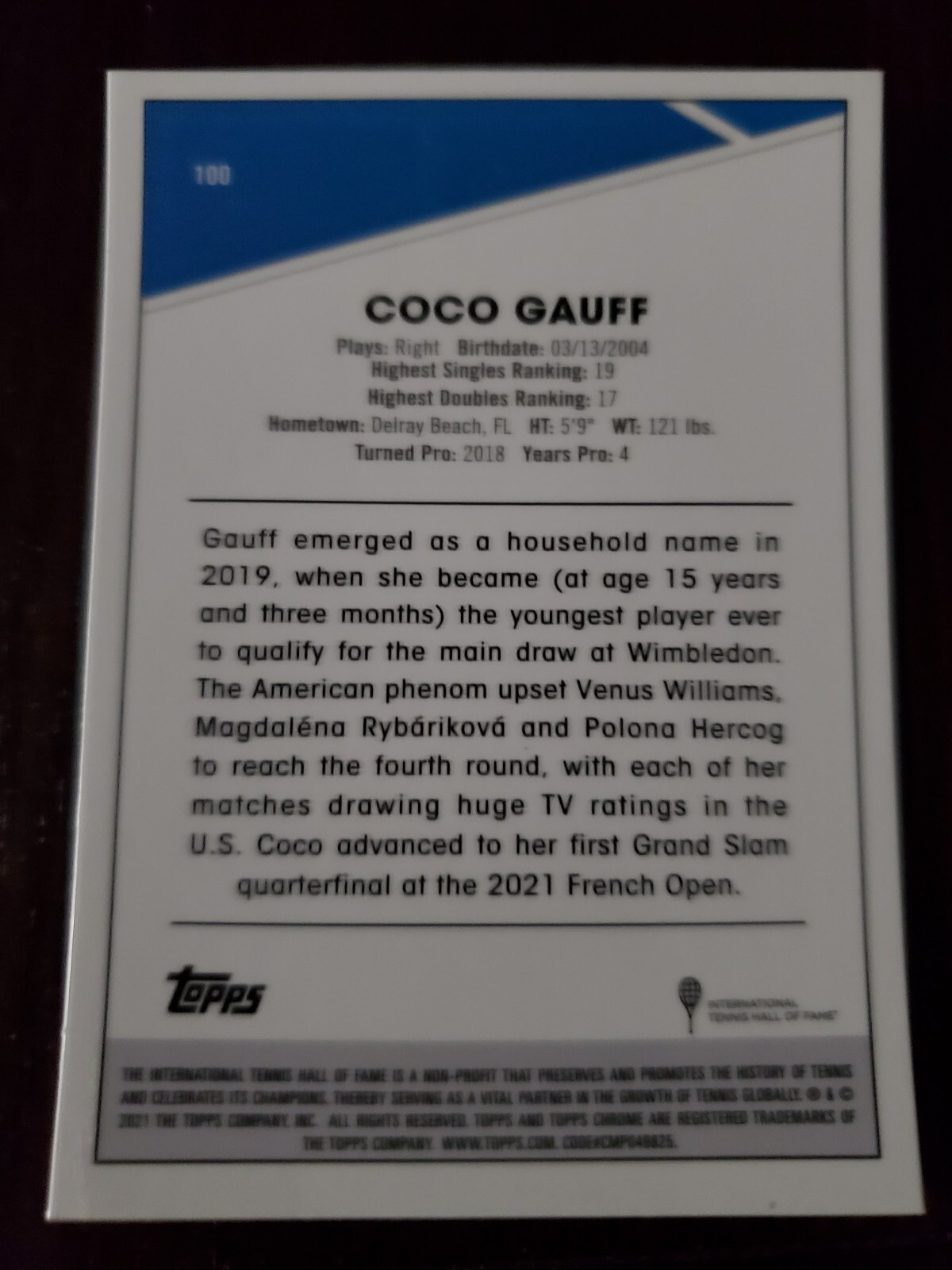 Coco Gauff 2021 Topps Chrome Tennis #100 Rookie Card RC QTY | eBay