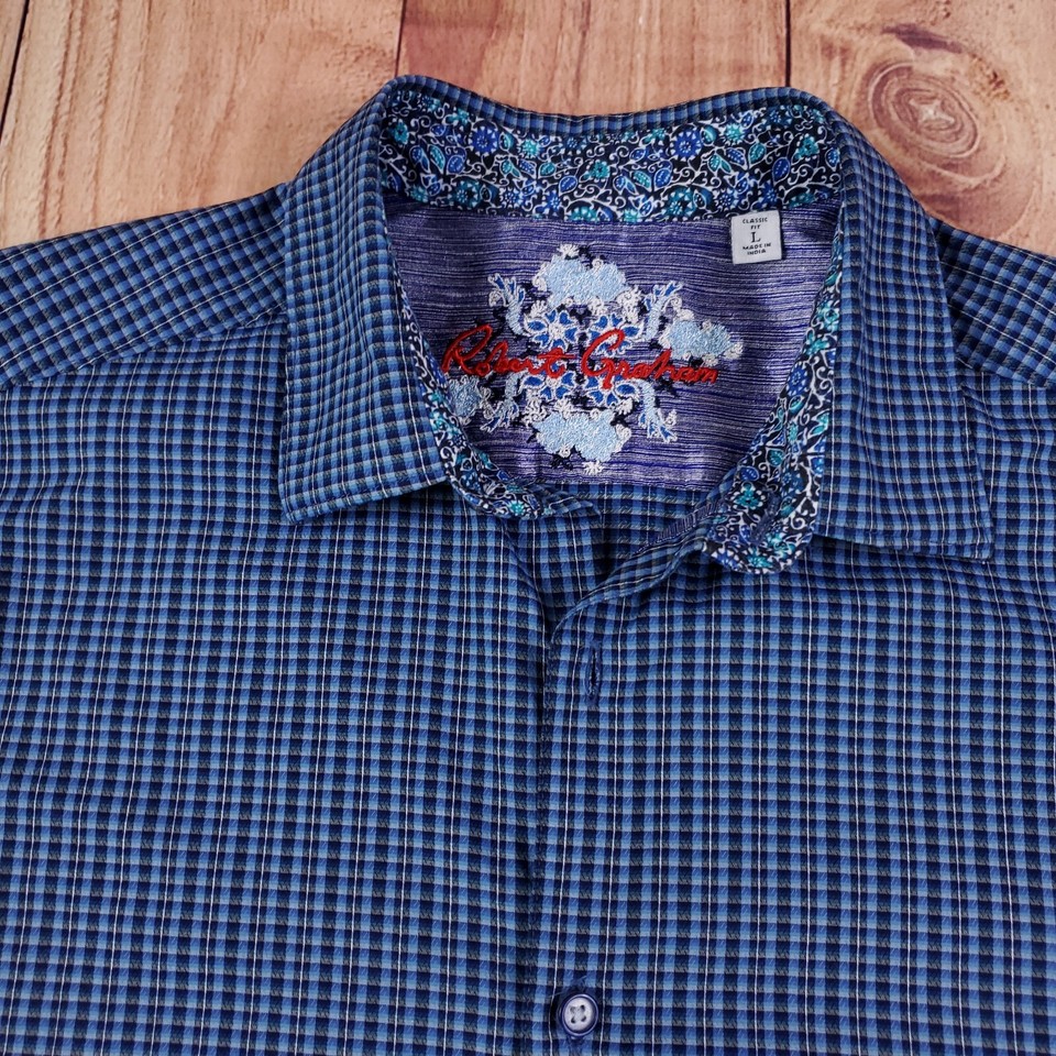 Robert Graham Shirt Men's L Classic Fit Flip Cuff Long Sleeve | eBay