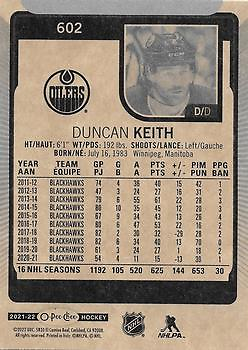 2021-22 O-Pee-Chee #602 Duncan Keith Edmonton Oilers NHL Hockey Card NM ...