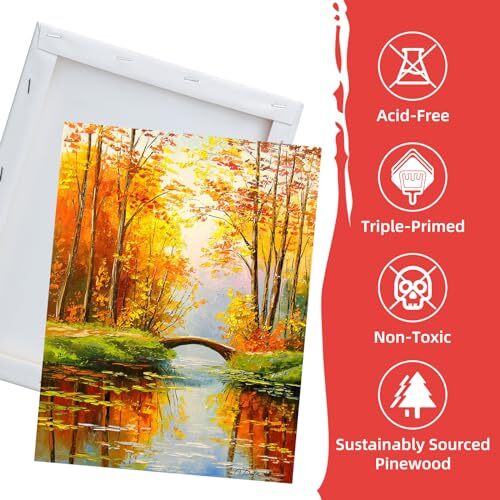 8x10 Inch Stretched Canvas for Painting, 10 Pack 100% Cotton ...