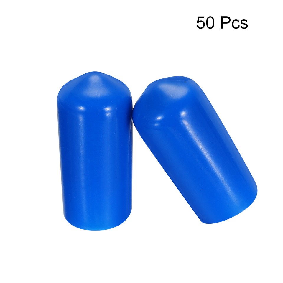 50pcs Rubber End Caps 9.5mm(3/8") ID PVC Round Tube Bolt Cap Cover Blue ...