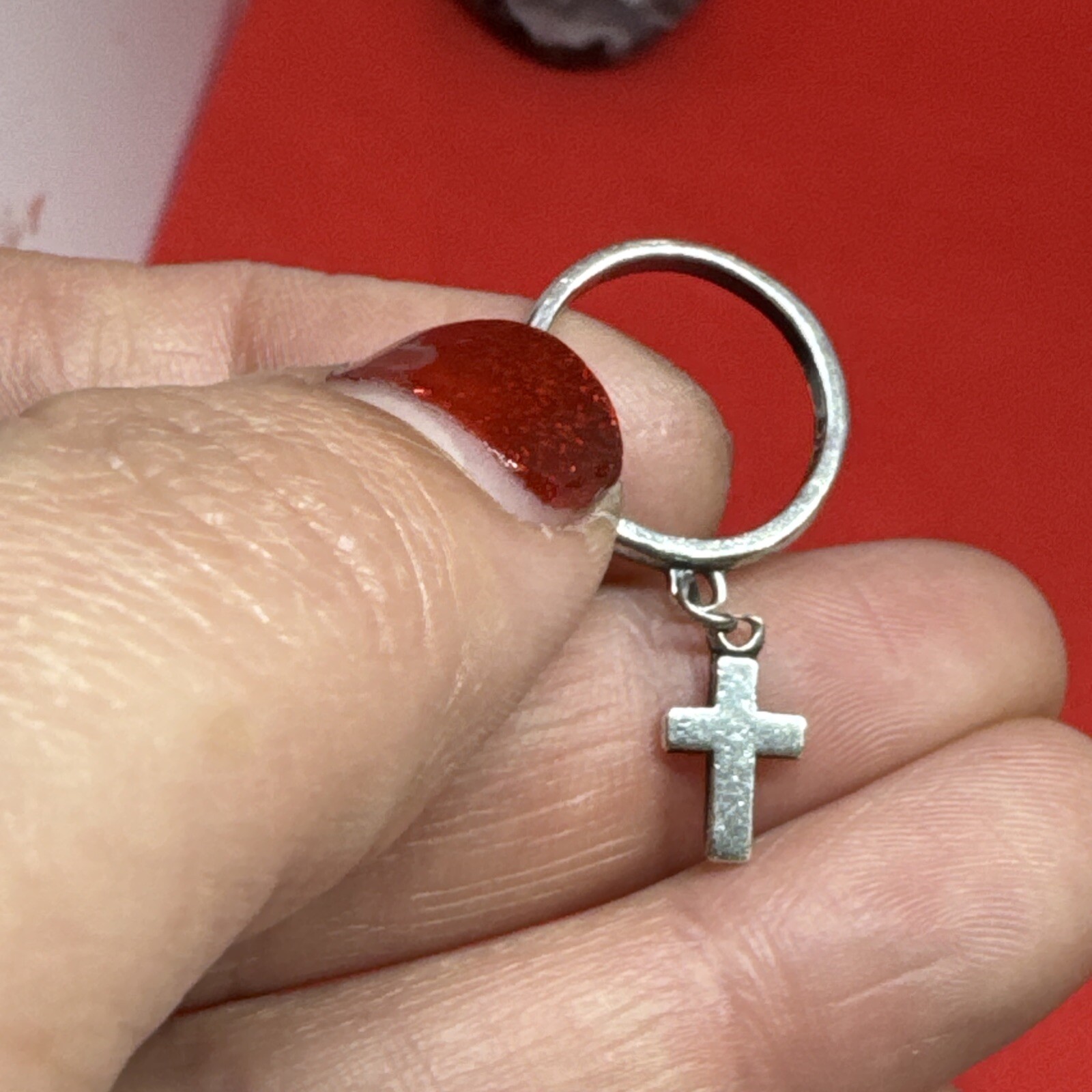 James Avery Sterling Silver Dangle Cross Charm Ring S… - Gem