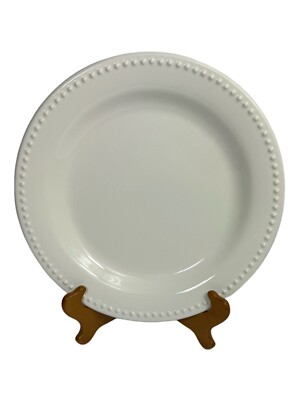 Pottery Barn EMMA Dinner Plates 11” Beaded Rim Stoneware White Lot Set ...
