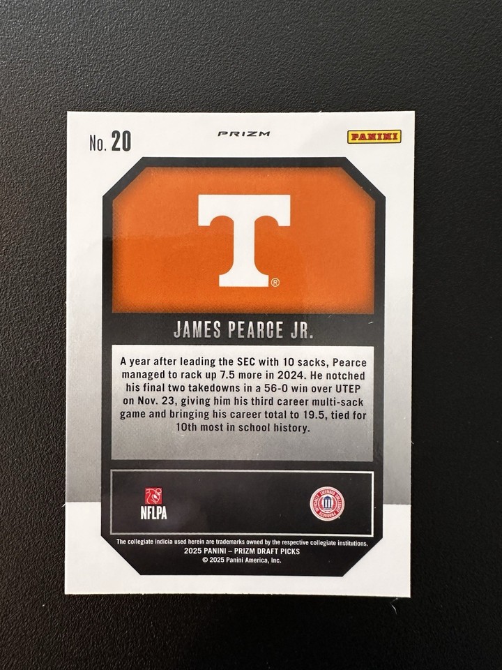 2025 Prizm Draft Picks - New Recruits James Pearce Jr. #20 Gold Ice ...
