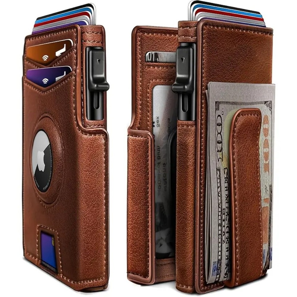 Newest Ultra-thin magnetic flip Men's wallet ultra-fiber rfid anti ...
