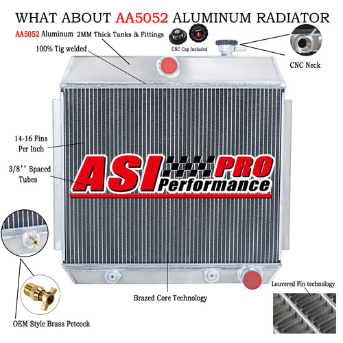 4 Row Aluminum Radiator For 1955-1956 1957 56 Chevrolet Bel Air / Nomad ...