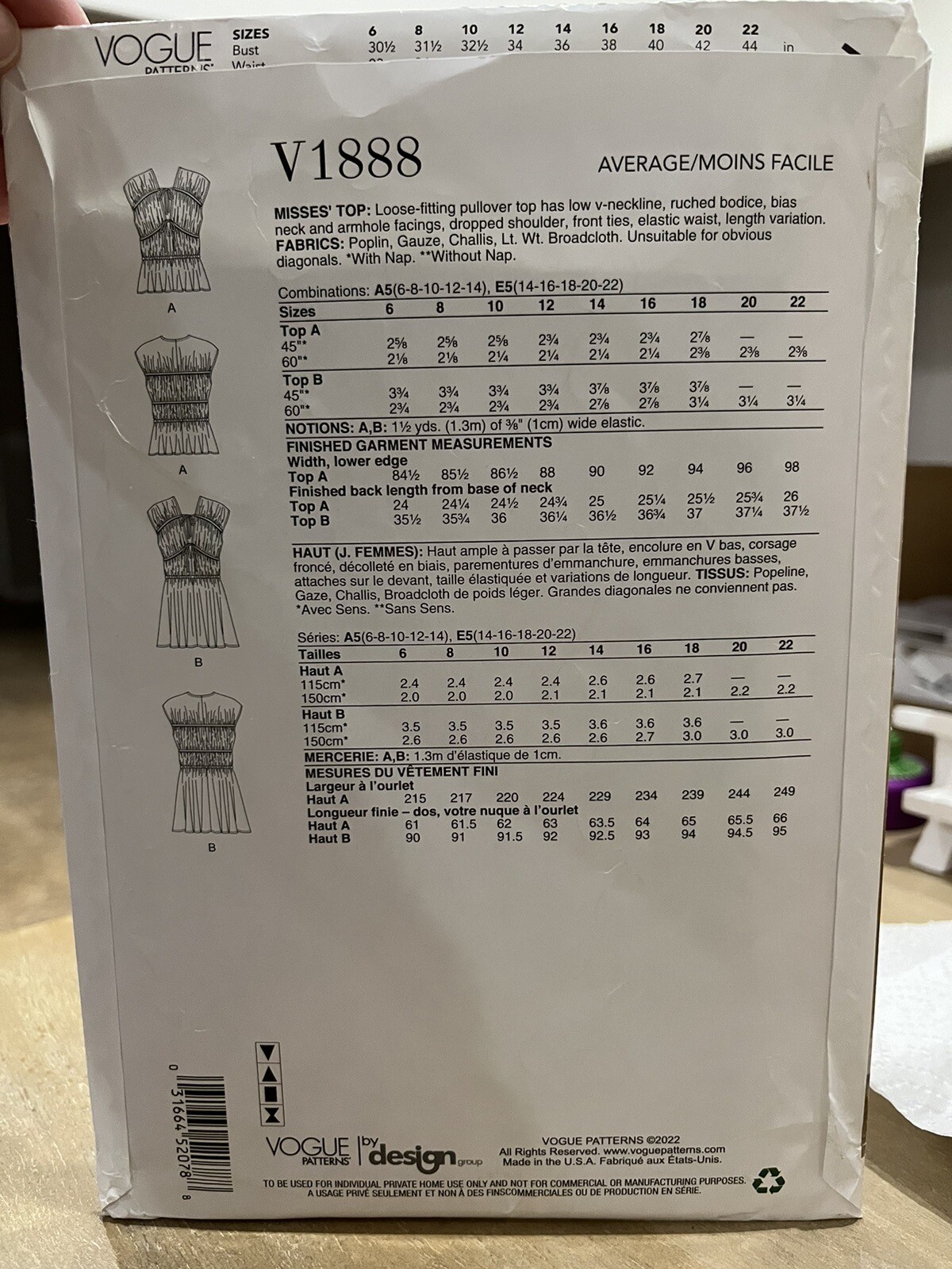 Vogue R11476 Mini Dress & Top w Low-V Neck & Ruched Bodice Sz 6-14 ...