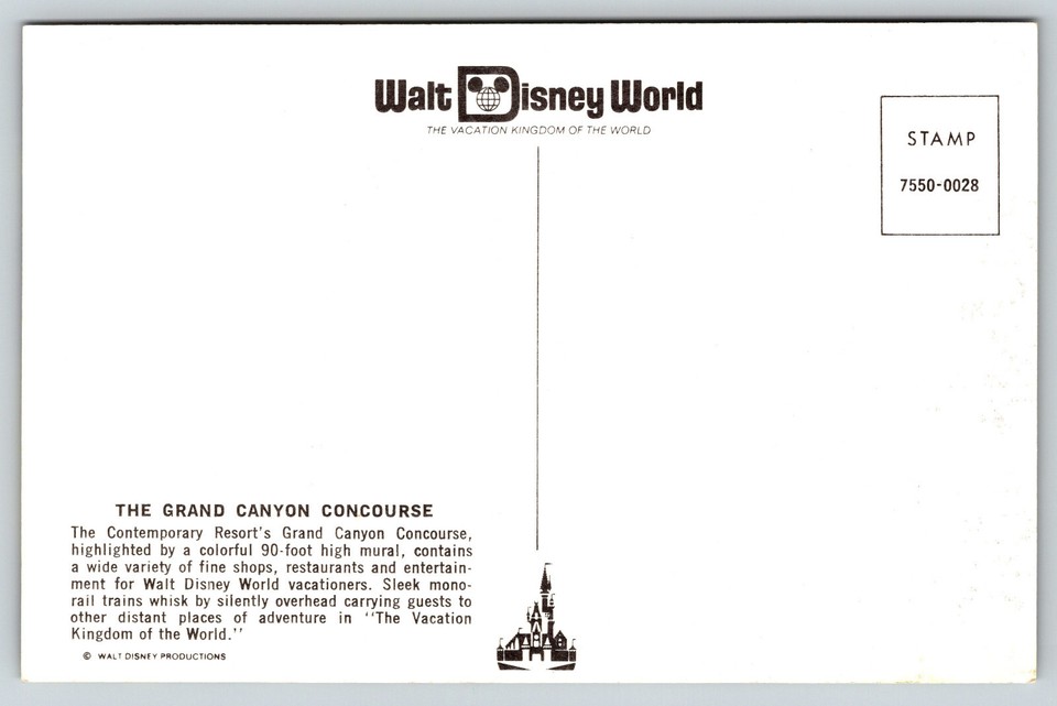 Disney World Contemporary Resort Interior Monorail Florida FL Postcard ...