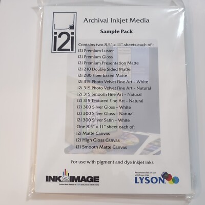 I2i Ink 2 Image Archival Inkjet Media Sample Pack For Pigment & Dye ...