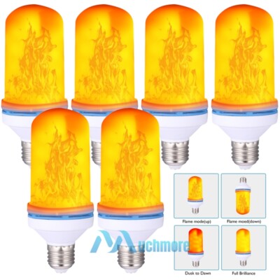 6Pack LED Flame Effect Light Bulb-Simulated Nature Fire Flicker Lamp ...