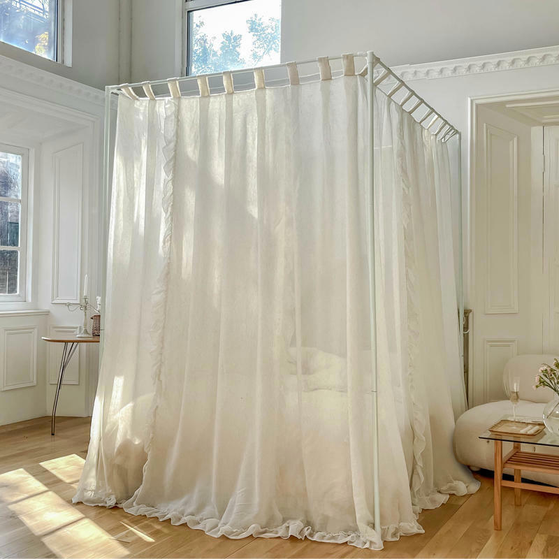 Flax Mosquito Net Bed Netting Canopy Summer France Bed Curtain & White ...