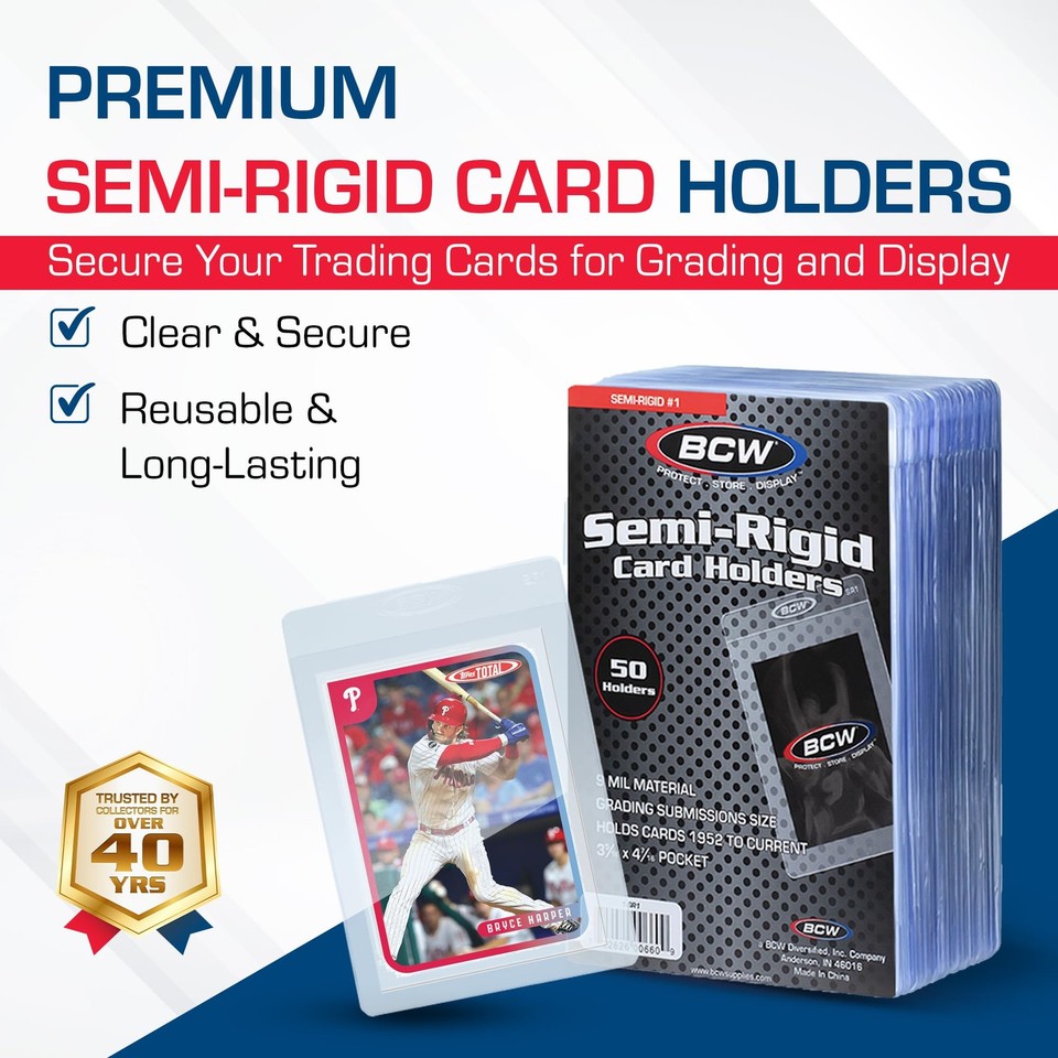 Semi Rigid Card Holder #1 | 2000 Pack | Semi Rigid Card Sleeves for ...