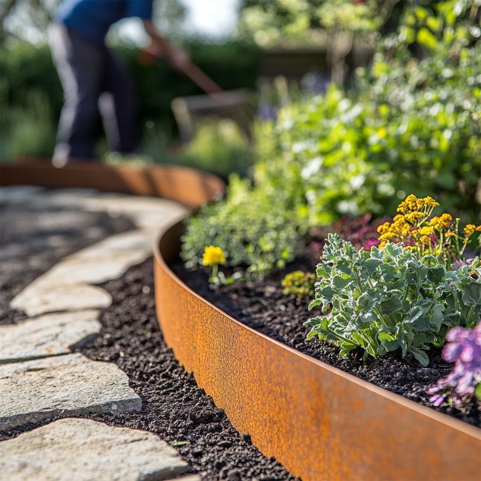 Flexible Metal Garden Border Lawn Edging Outdoor Grass Path Edge Roll ...