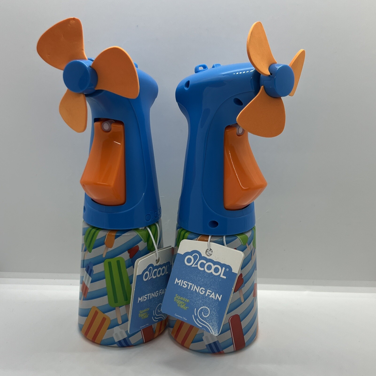 (2) O2COOL Misting Fan Popsicle Blue Foam Finger Safe Theme Park | eBay