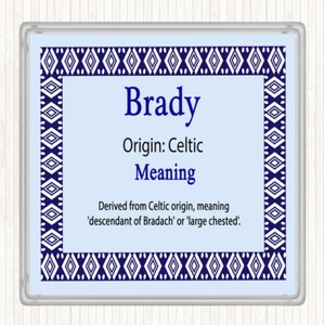 Brady Name Meaning Drinks Mat Coaster Blue | eBay