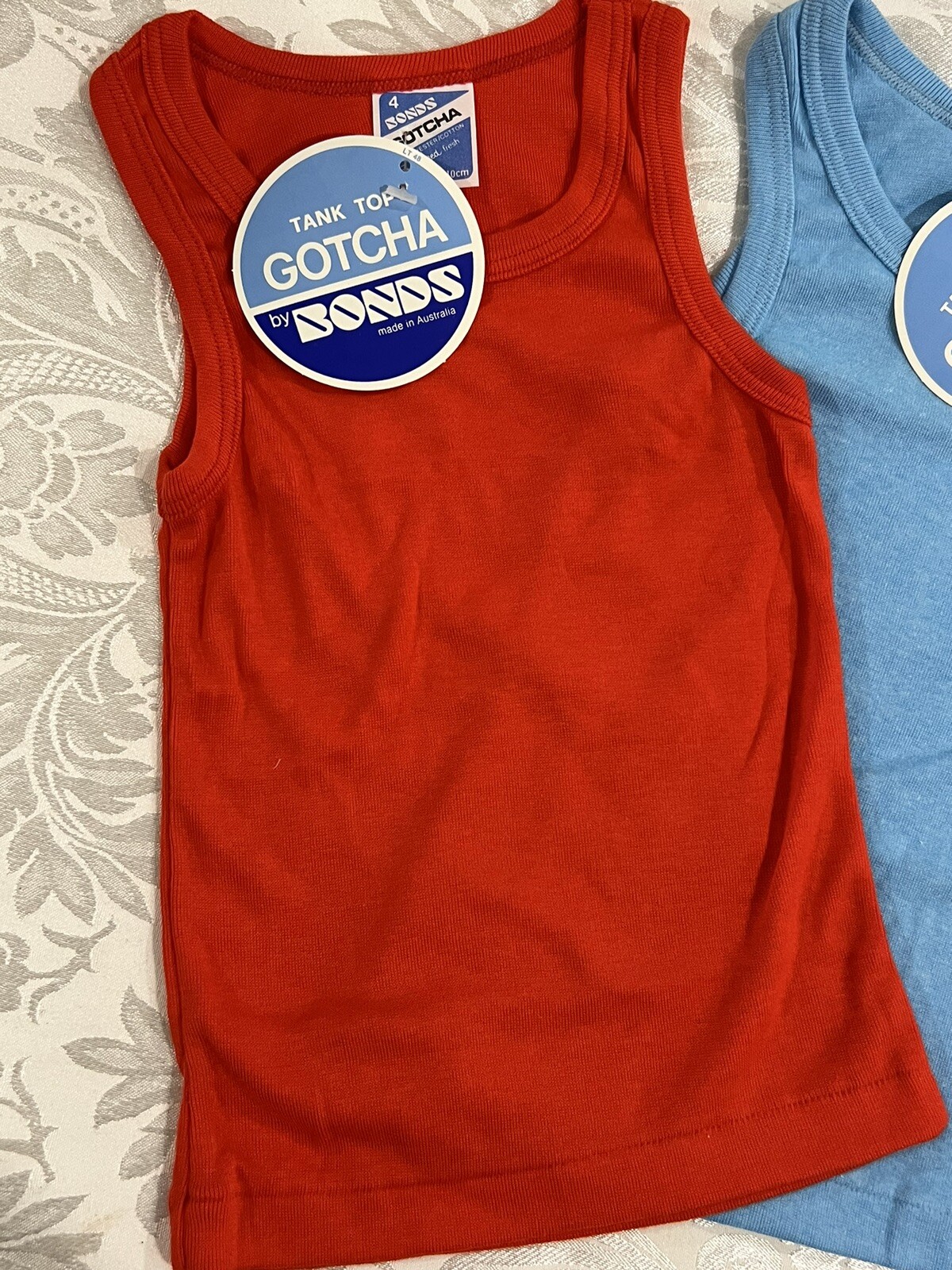 Vintage BONDS Gotcha Singlet Tank Top x2 Size 4 Kids Blue Red Retro NEW ...