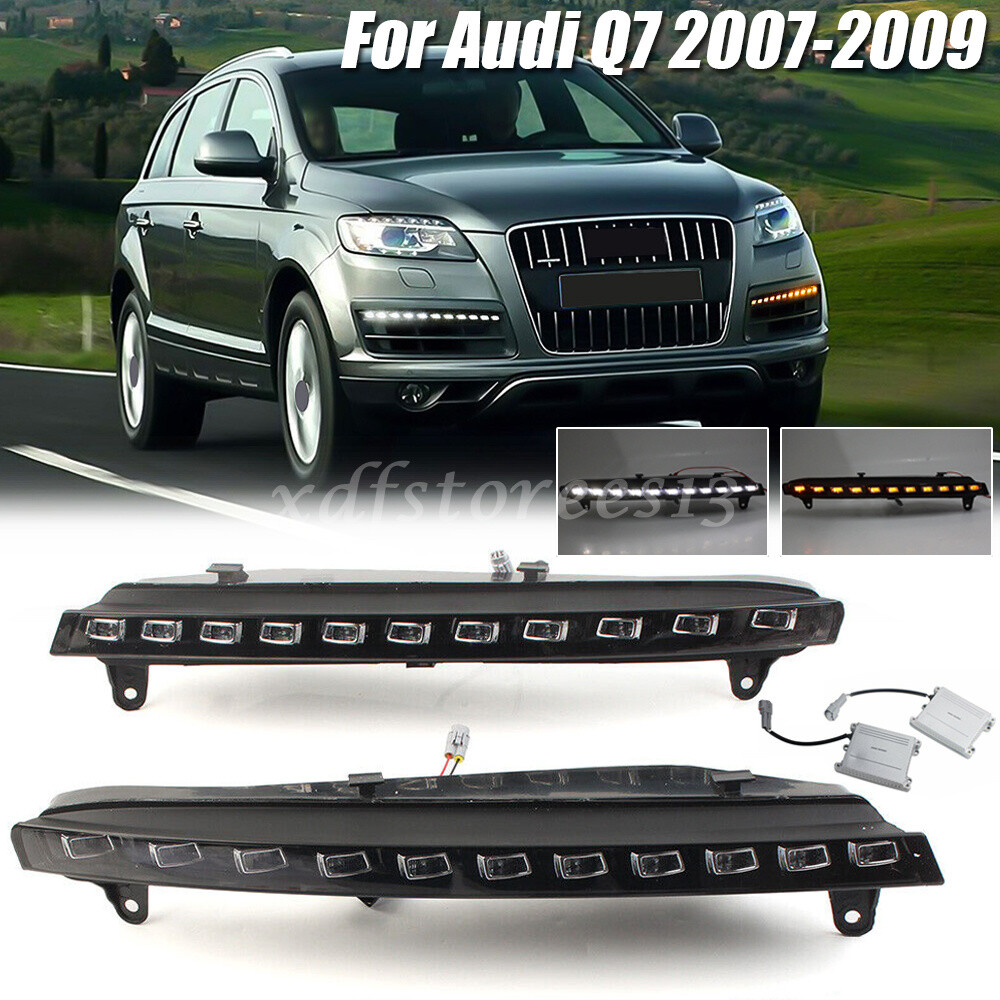2x For 2007-2009 Audi Q7 22 LED DRL Daytime Running Light w/Turn Signal ...