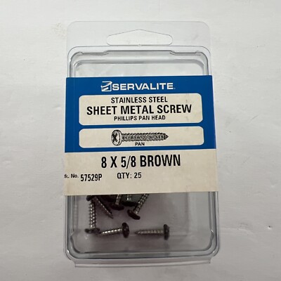 STAINLESS STEEL #8 X 5/8 BROWN SHEET METAL SCREW PHILLIPS PAN HEAD PACK ...