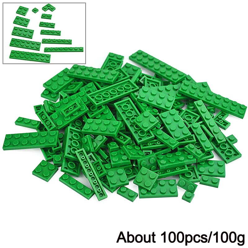 100pcs 11 Size Mixed 15 Color Thin Building Blocks Bricks Toy DIY ...