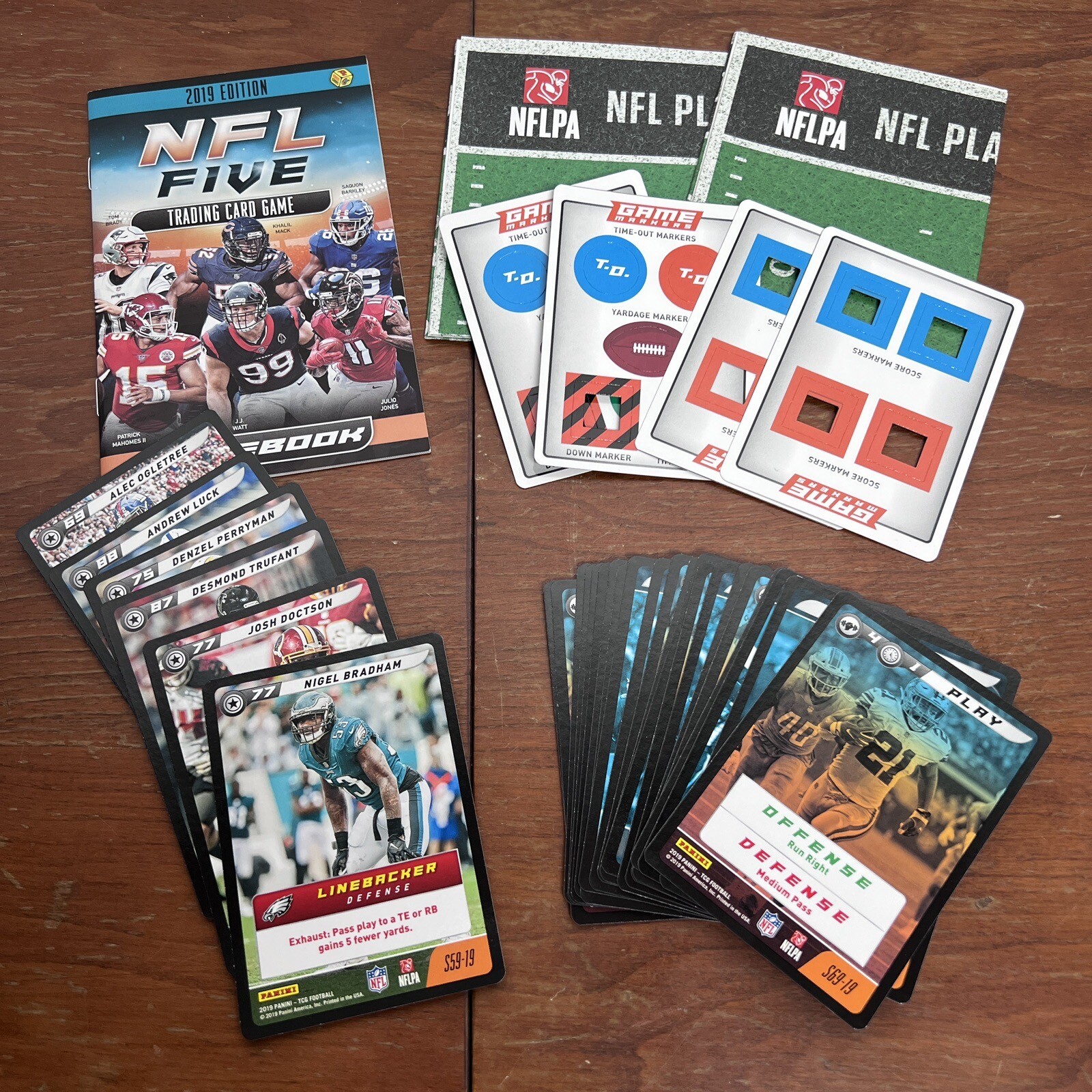 Panini NFL Five Card Lot Player & Action Cards Playmat Markers Rules ...