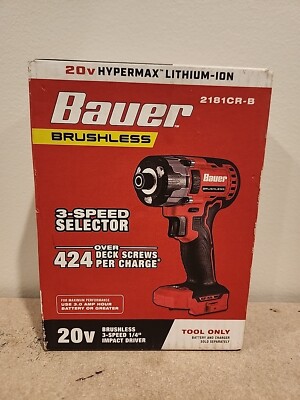 New Bauer 2181CR-B 20V Brushless 3 Speed 1/4" Impact Driver Lithium Ion ...