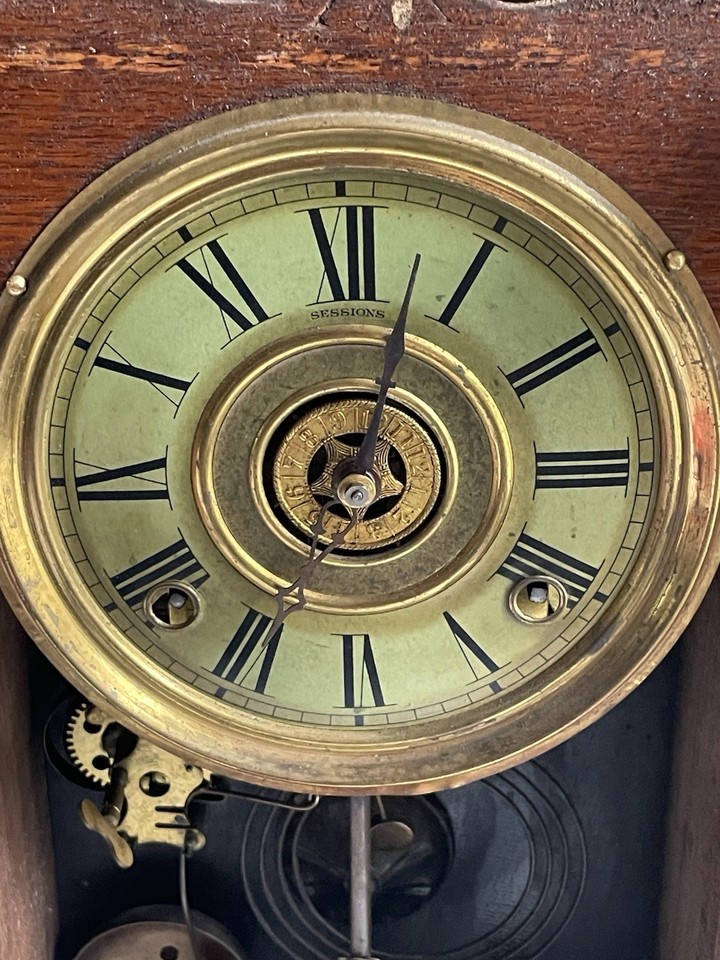 Antique Sessions Gingerbread Mantle Parlor Gong Chime Alarm All ...