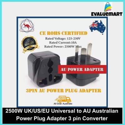 2500W UK/US/EU Universal to AU Australian Power Plug Adapter 3 pin ...