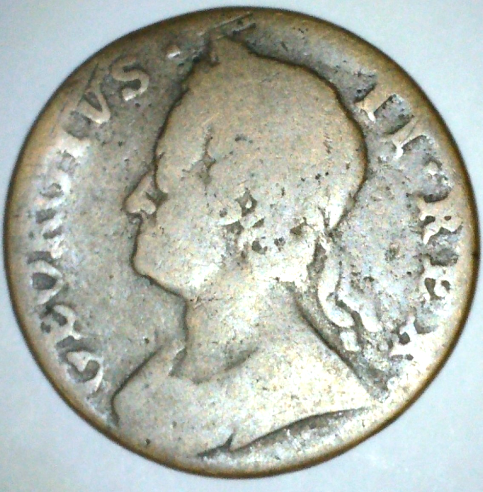 BRITAIN 1753 Half Penny King George II American Colonial Era Copper ...