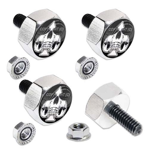 4 Polished Billet Hex Lic Fastener License Plate Frame Tag Bolts SPADE ...