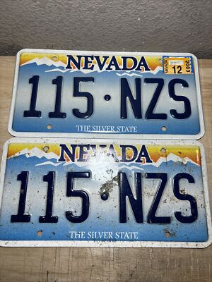 Set Matching NEVADA Silver STATE LICENSE PLATES 115 NZS | eBay